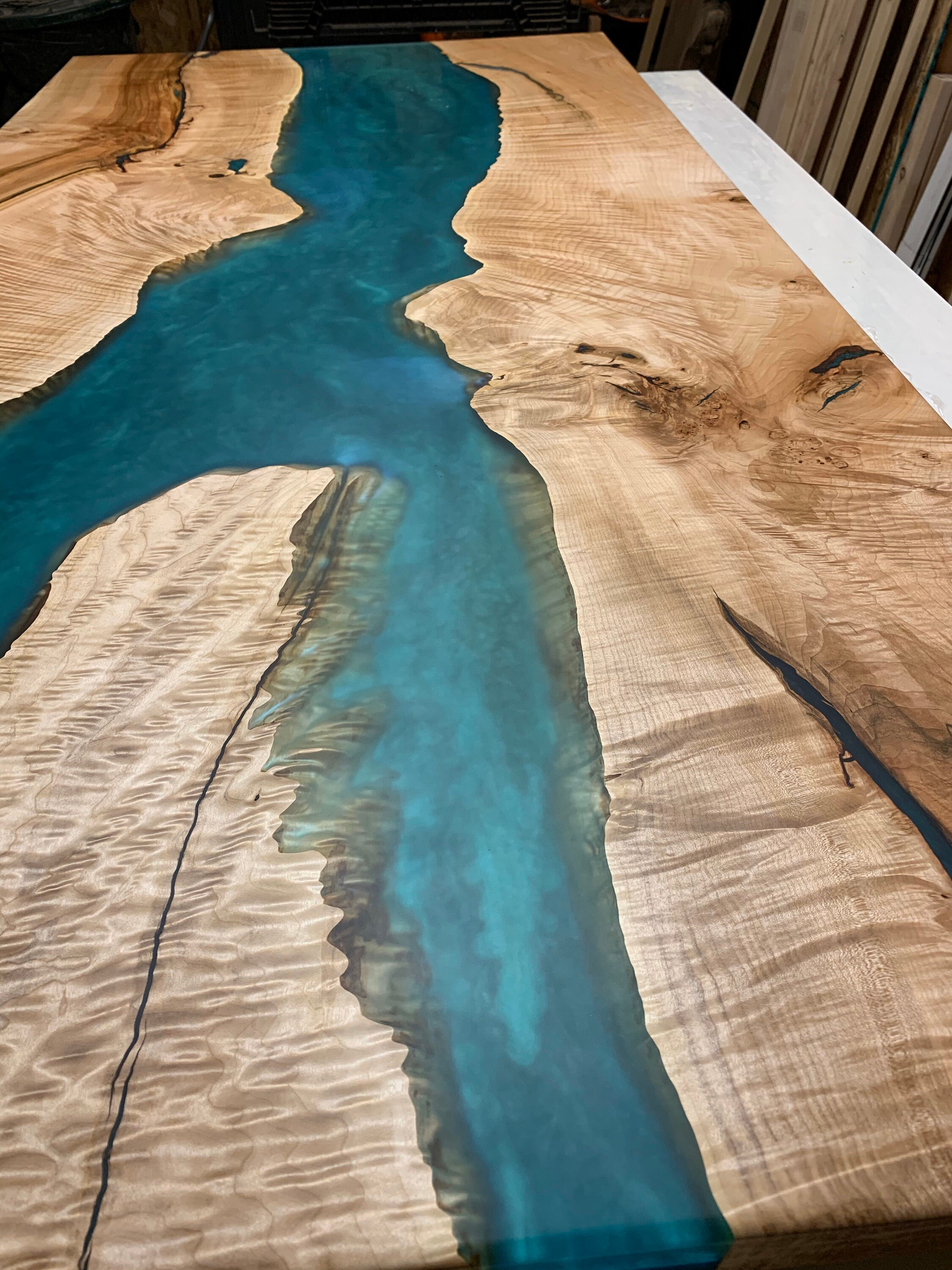 Maple and Epoxy Resin Split River Dining Table - Etsy