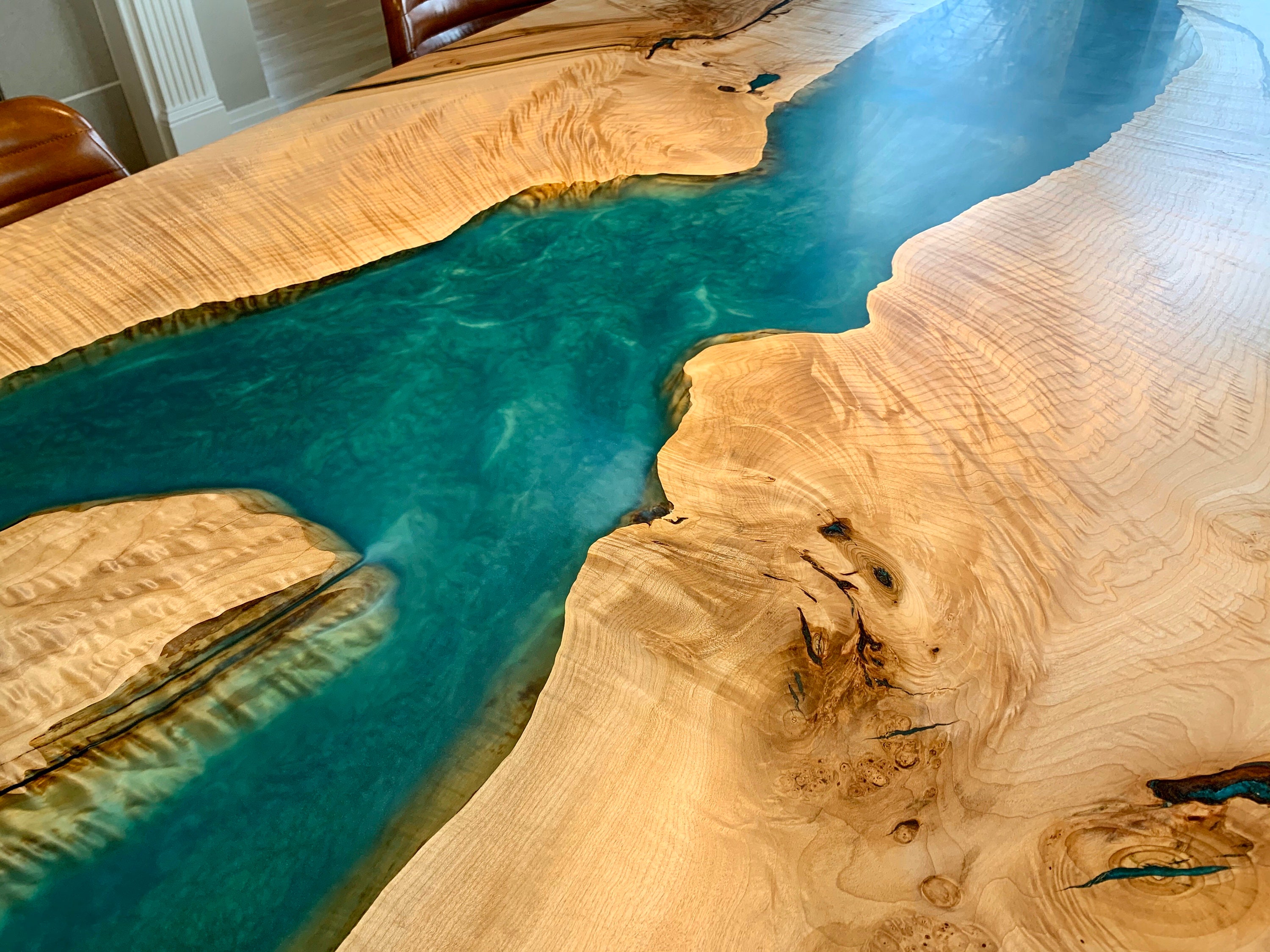 Maple and Epoxy Resin Split River Dining Table - Etsy