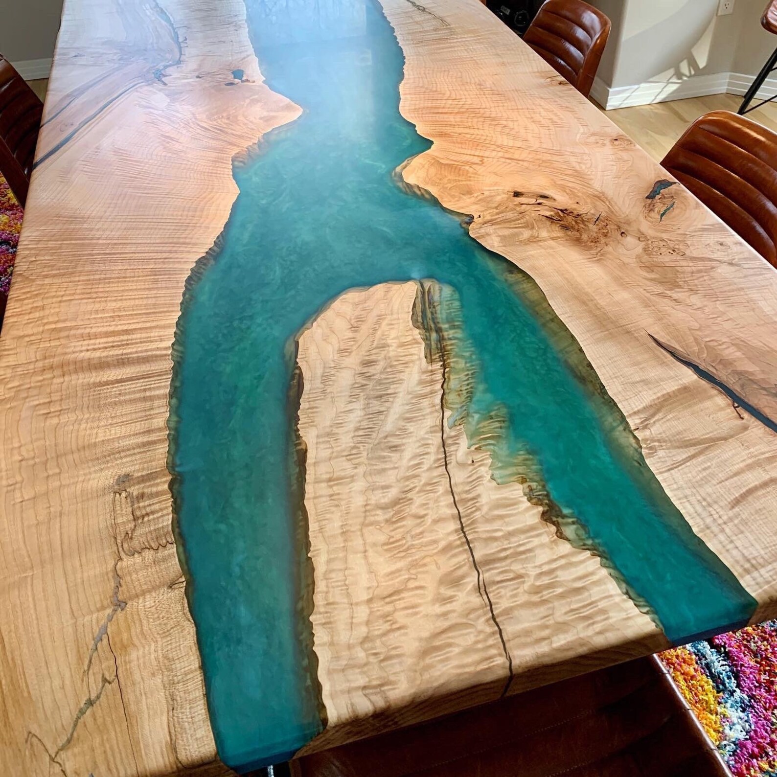 Maple and Epoxy Resin Split River Dining Table - Etsy