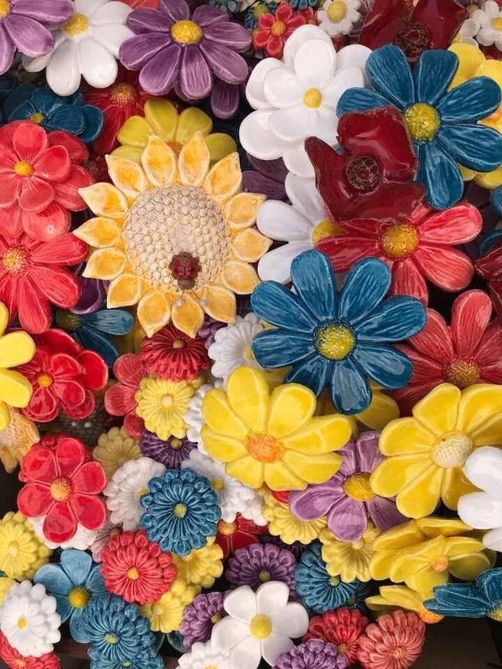 Ceramic Flowers on Steam. Handmade. Garden Flowers. Decor. - Etsy