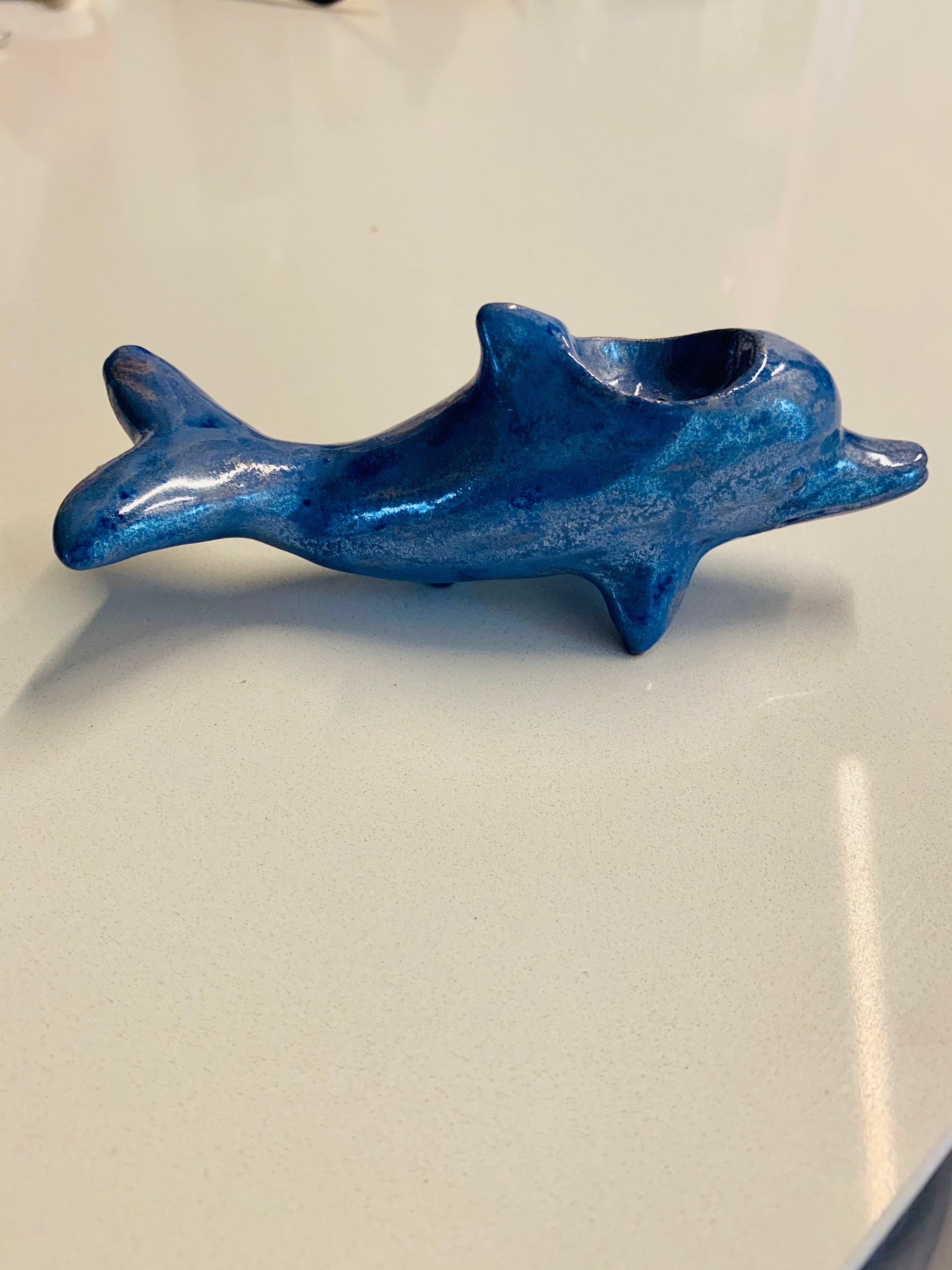 Dolphin Ceramic Smoking Pipe, Hand Made and Hand Painted, Italian Glaze ...