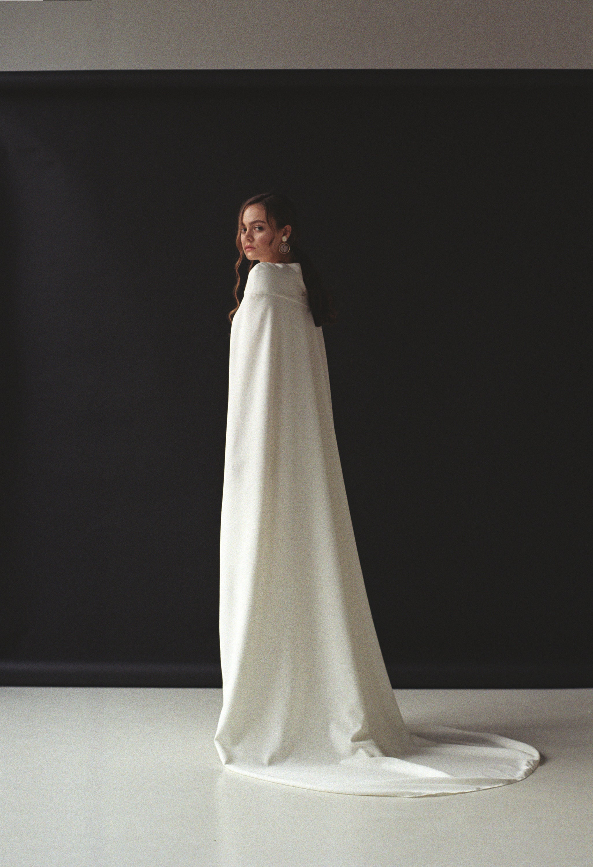 Bridal Cape Long Crepe Cape Minimalist Modern Bridal Cape Warm - Etsy ...