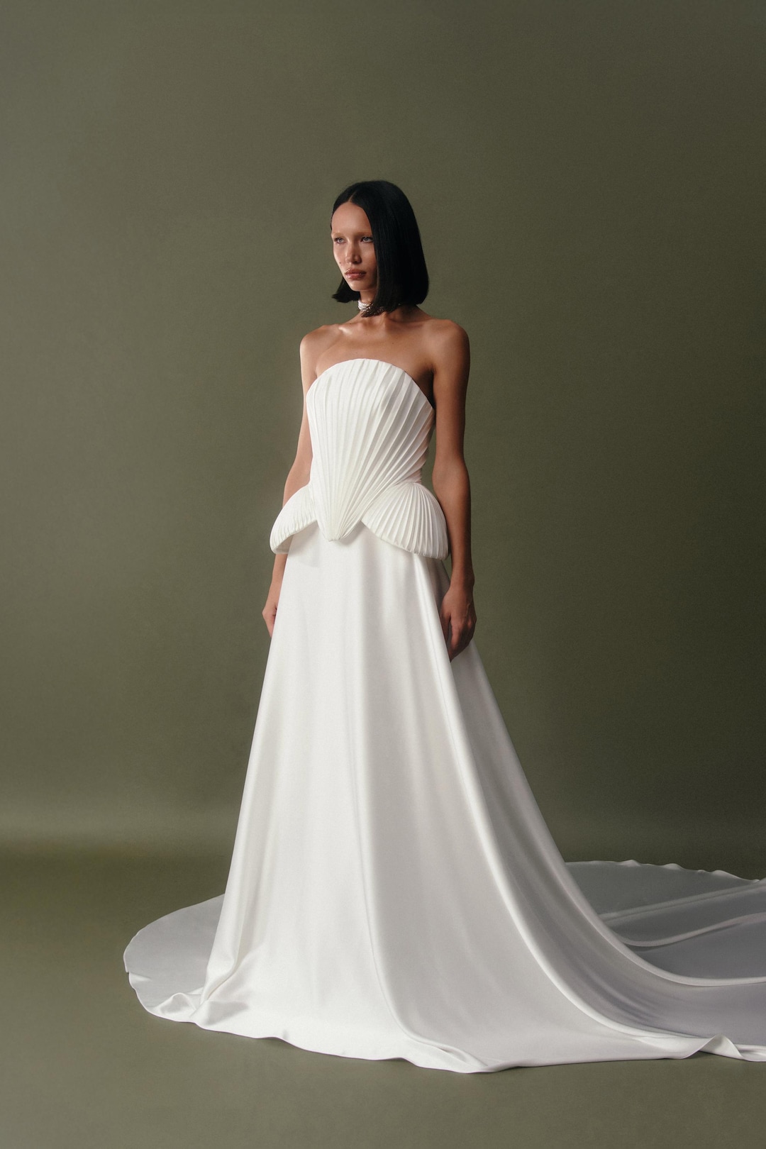 Unique Two-piece Corset Wedding Dress A-line Silk Satin 2-piece Bridal ...