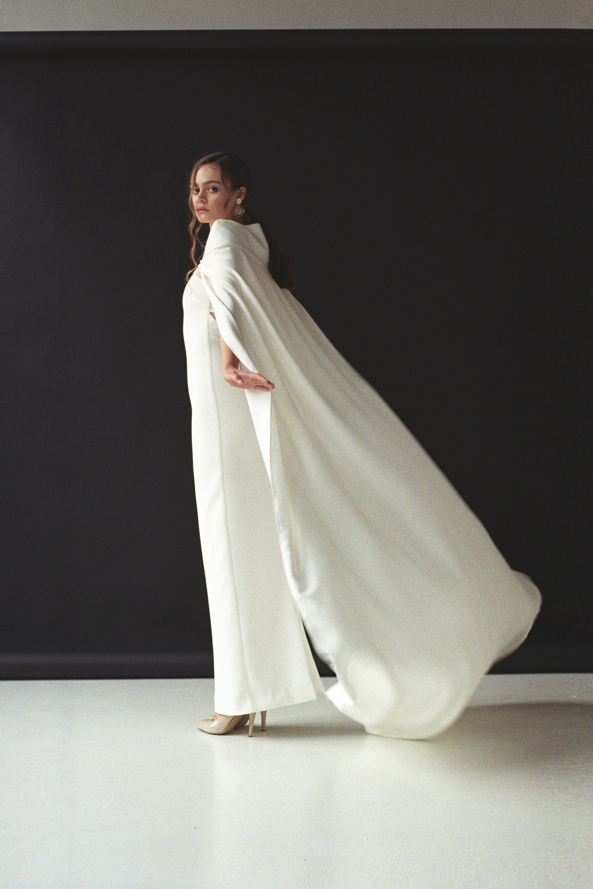 Bridal Cape Long Crepe Cape Minimalist Modern Bridal Cape Warm - Etsy ...