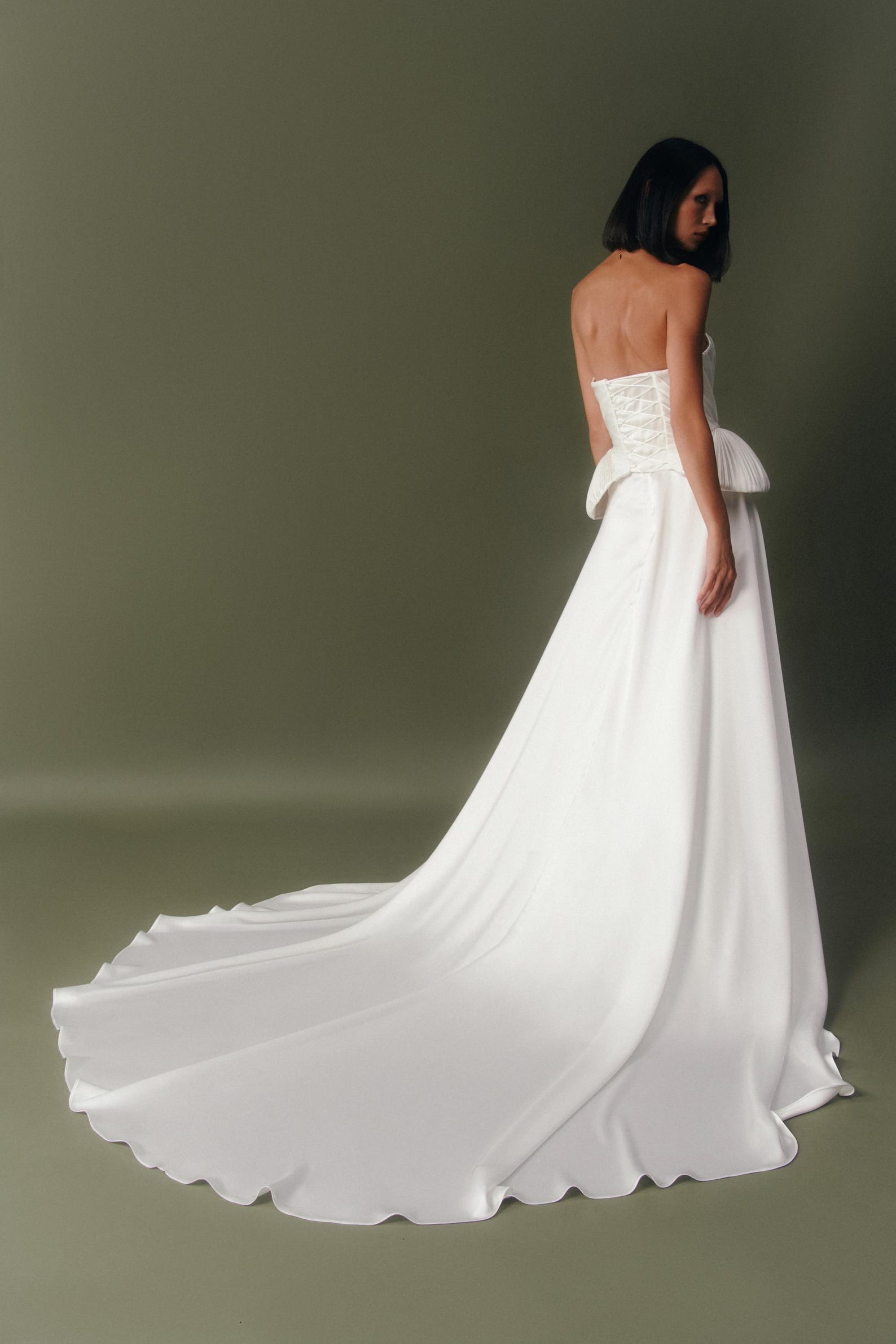 Basque Waist Bridal Corset Strapless Satin Wedding Corset Unique Hand ...
