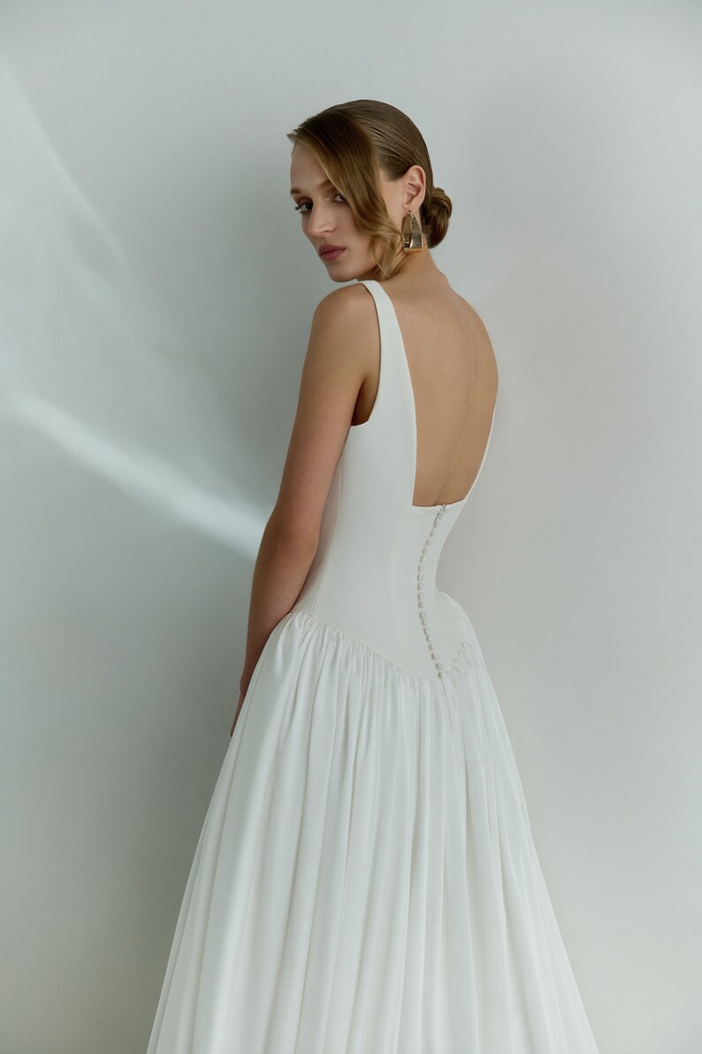 Drop Waist Wedding Dress Square Neck Basque Waist Wedding Dress ...