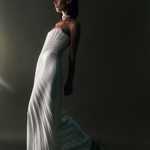 Strapless Basque Waist Wedding Dress Pleated Satin Corset Wedding Dress ...