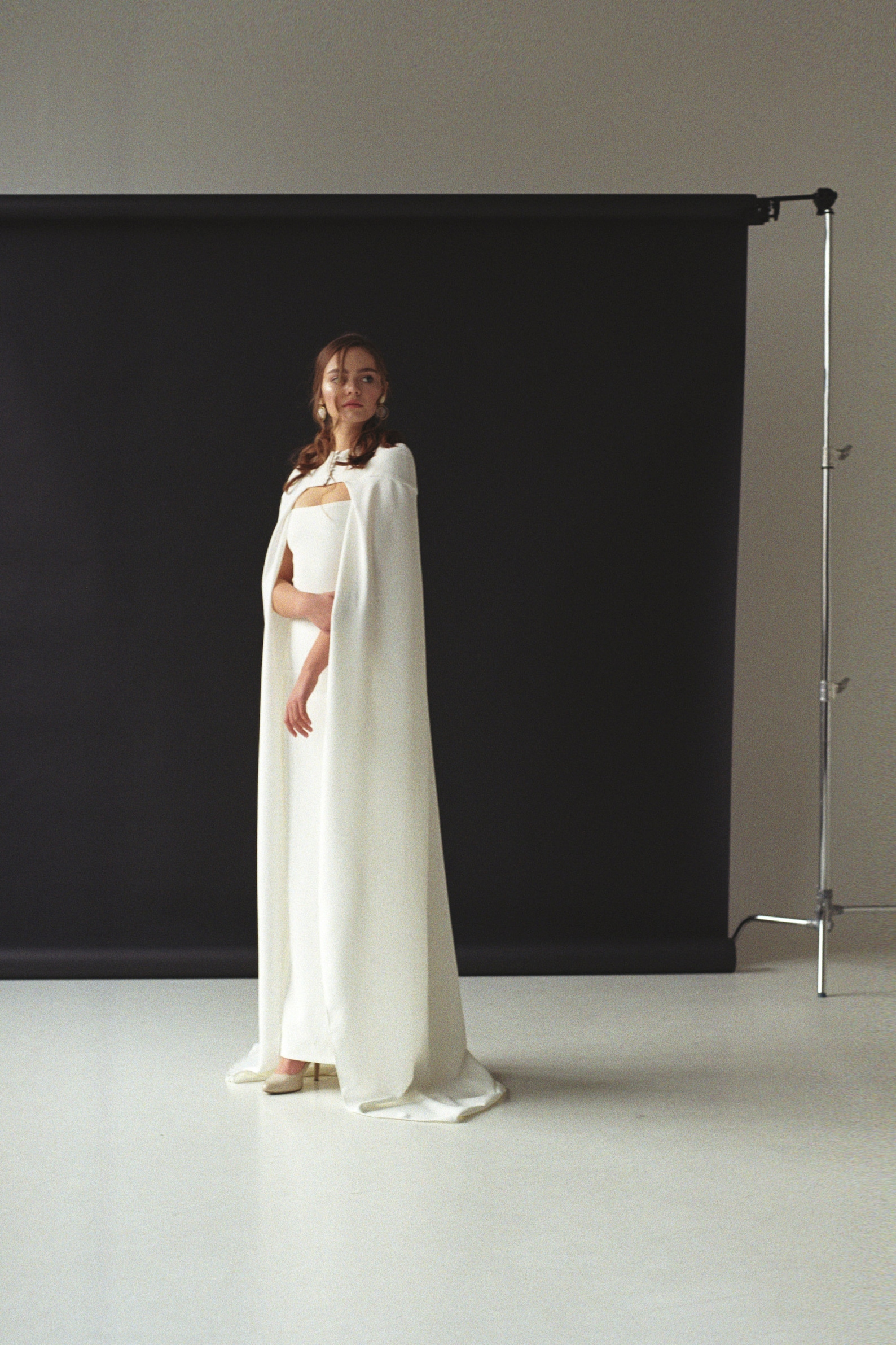 Bridal Cape Long Crepe Cape Minimalist Modern Bridal Cape Warm Cover up ...