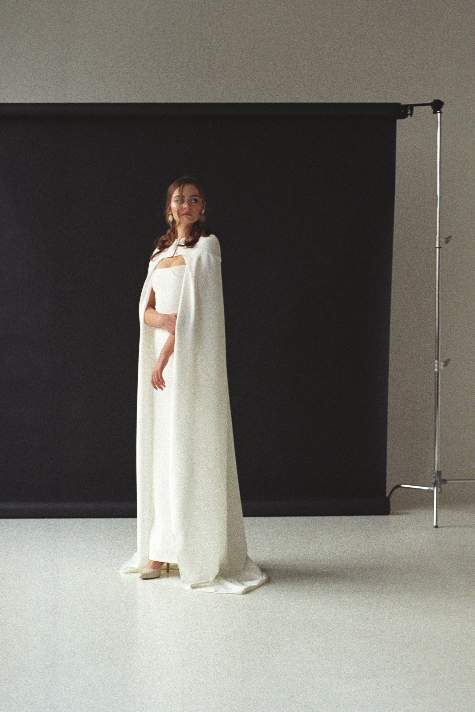 Bridal Cape Long Crepe Cape Minimalist Modern Bridal Cape Warm Cover up ...