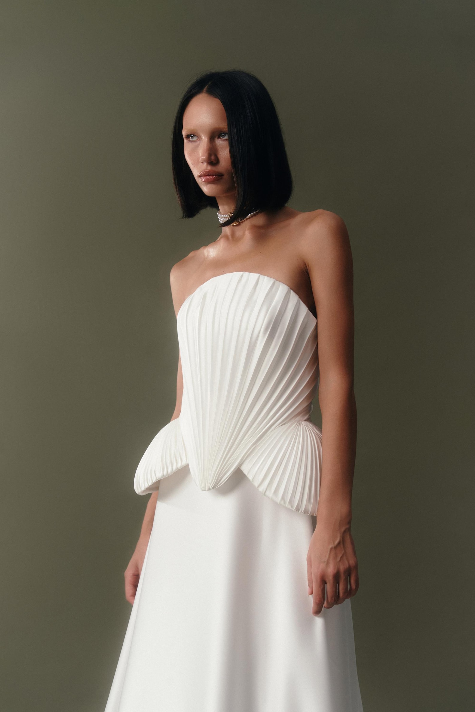 Basque Waist Bridal Corset Strapless Satin Wedding Corset Unique Hand ...