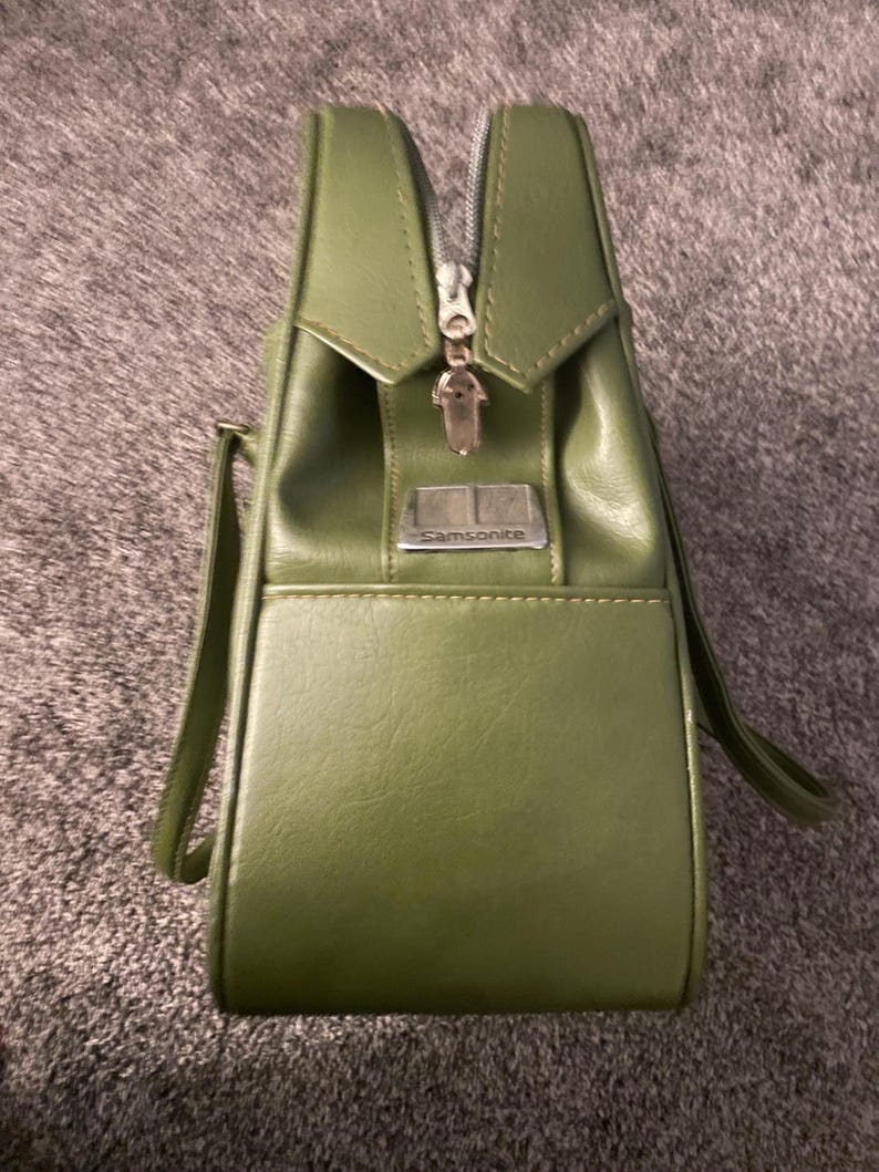 Samsonite Olive Green Leather Carry on Suitcase Bag - Etsy