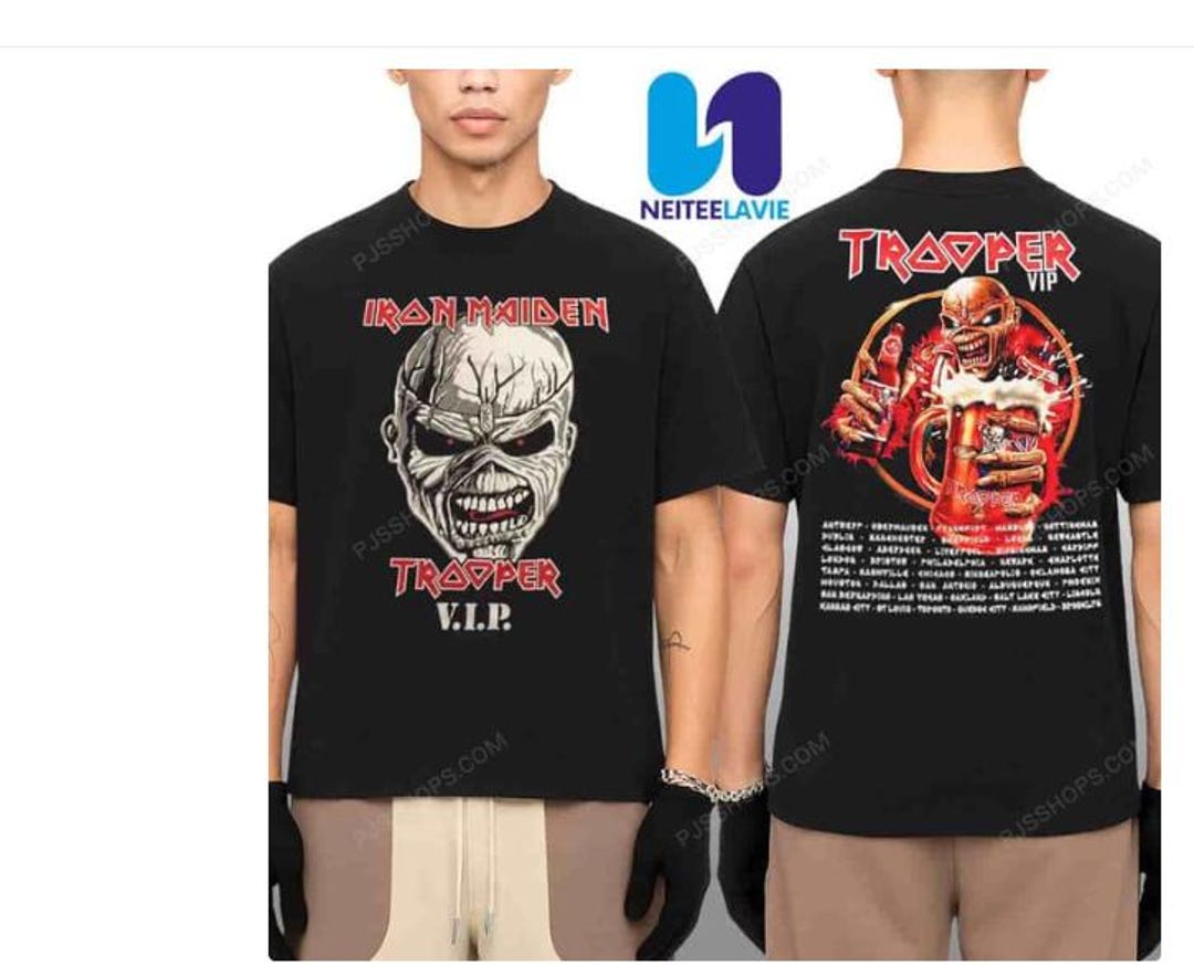 Iron Maiden Trooper VIP Tour Heavy Metal Tee Concert Graphic ...