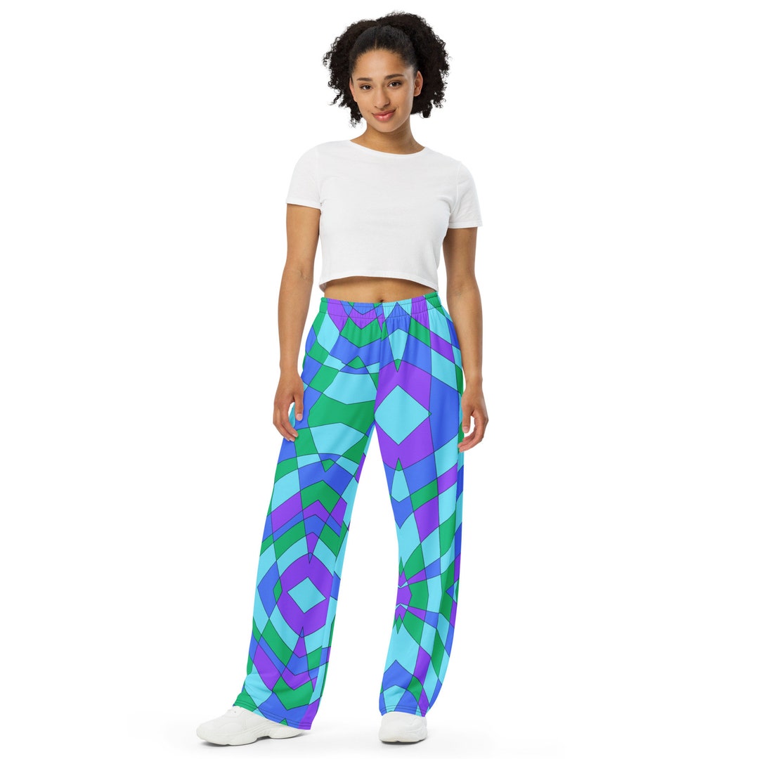 Grid And Distortion 6 All Over Print Unisex Wide Leg Pants Etsy
