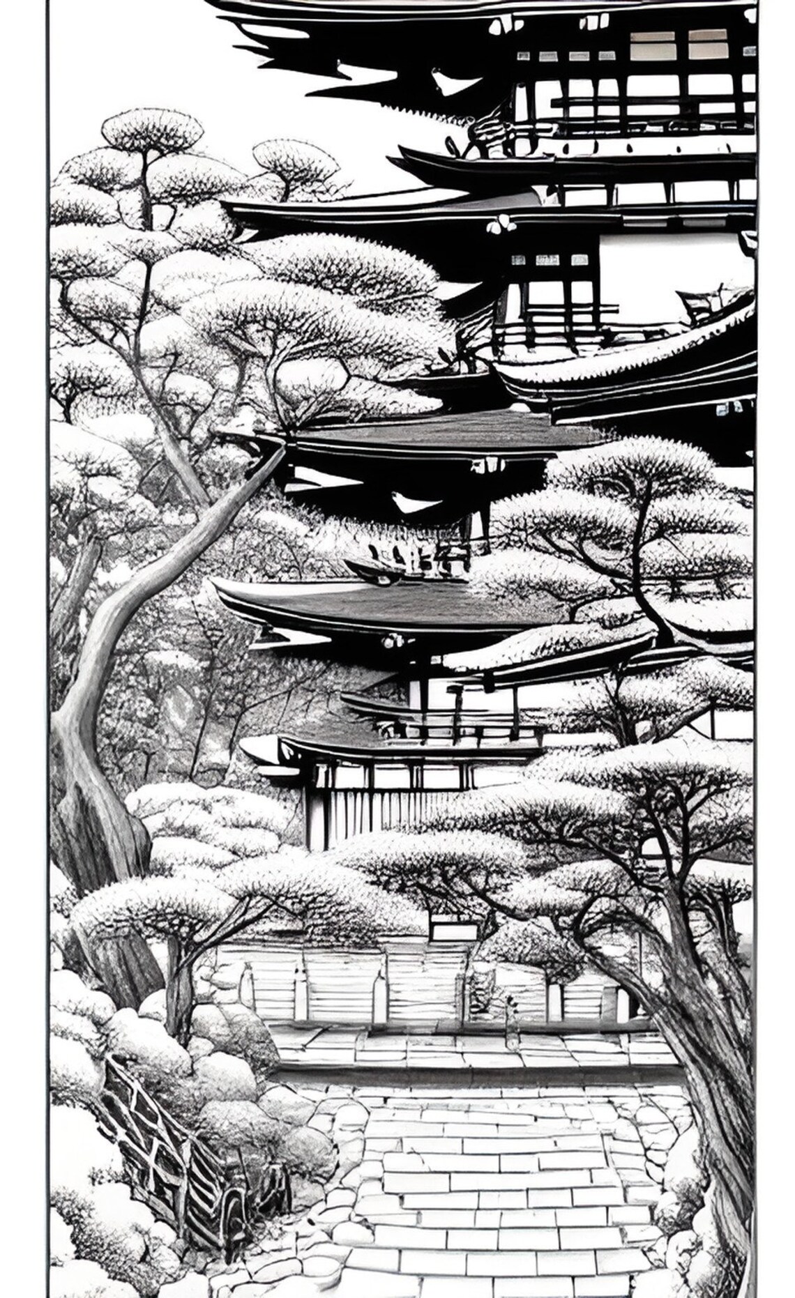 Japanese Scenario Coloring Page Instant Download PNG Image - Etsy