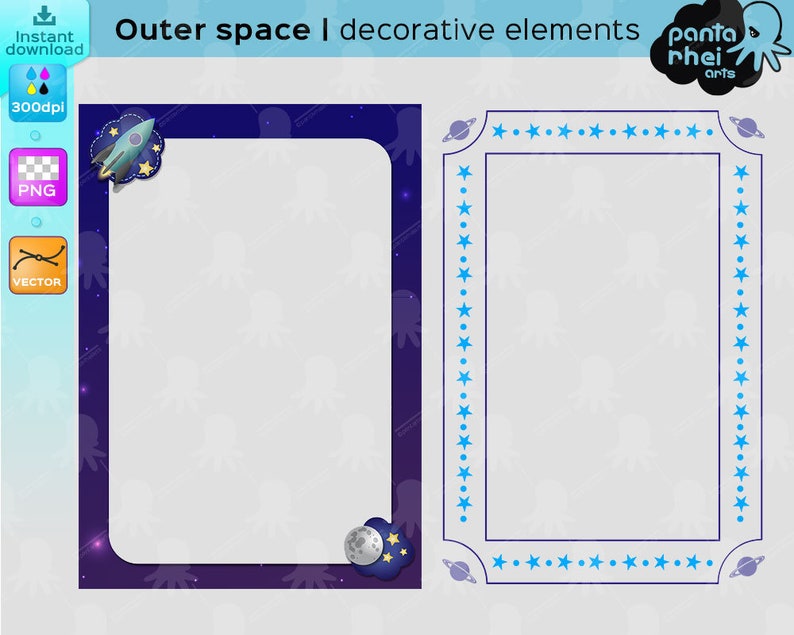 Outer Space Borders Outer Space Corners Outer Space Frame - Etsy