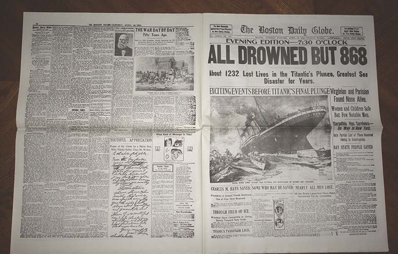 RMS Titanic Newspaper Reprint on Historic 1912 Ship Sinking - Etsy Canada
