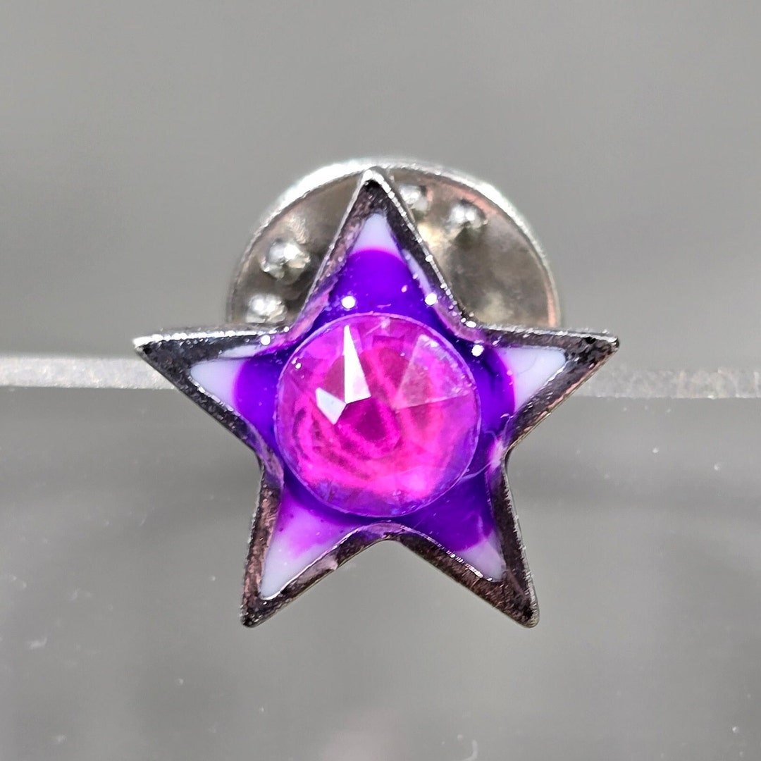 Electric Violet Star Lapel Pin / Alcohol Ink / Austrian Crystal - Etsy