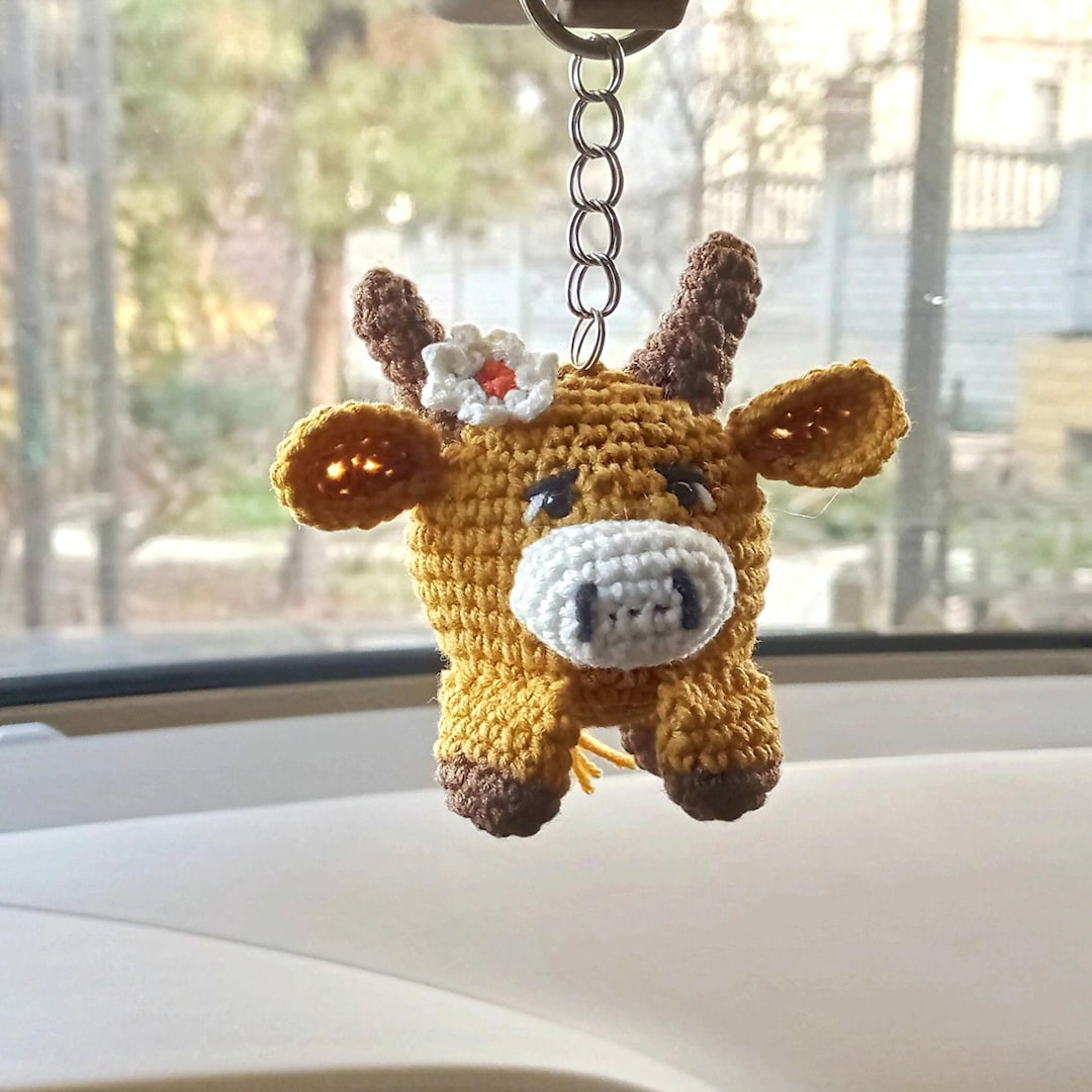 Cow Car Accessories: Crochet Rearview Mirror Hanging Charms - Etsy