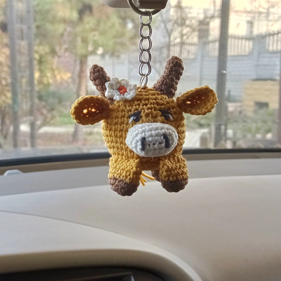 Cow Car Accessories, Mirror Hanging Decor, Car Crochet Charm, Funny ...