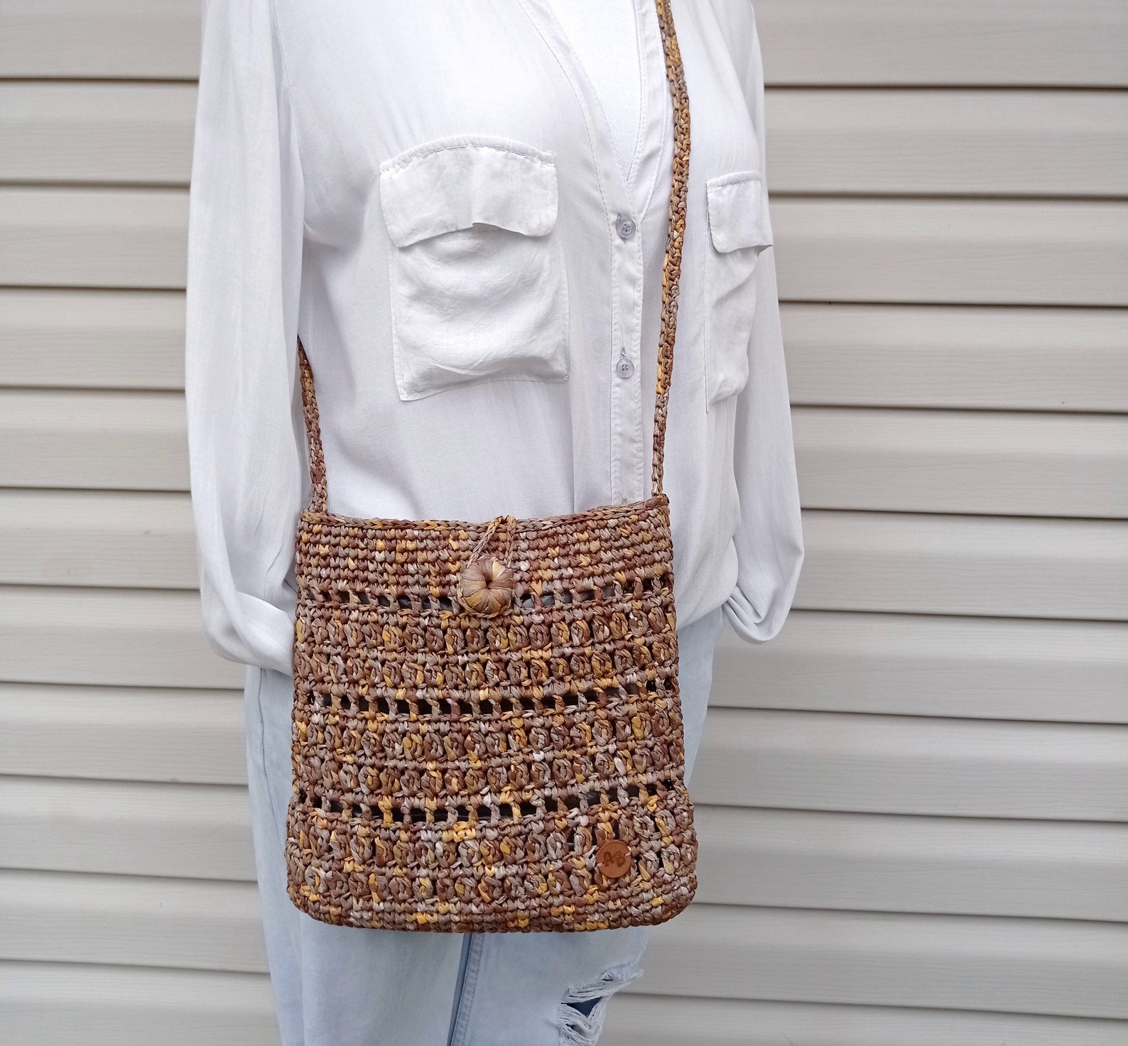 Small Raffia Shoulder Bag Straw Crossbody Purse Handmade - Etsy