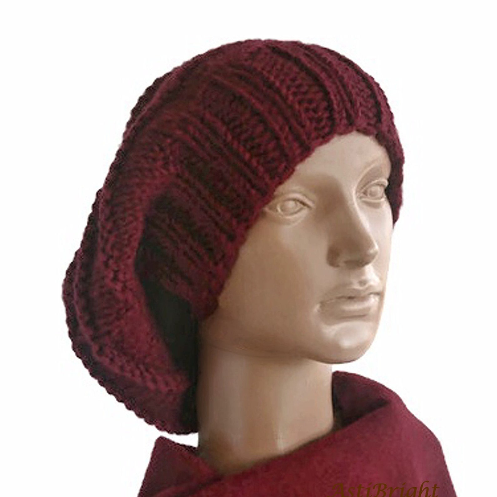 Handmade Oversized Knit Beret: Chunky Slouchy Beanie Pom - Etsy