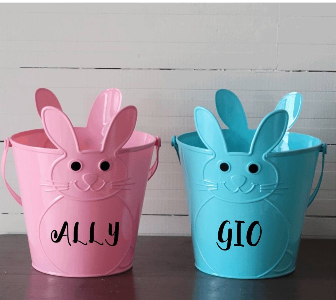 Easter Bunny Bucket, Blue Easter Bucket, Pink Easter Bucket, Easter ...