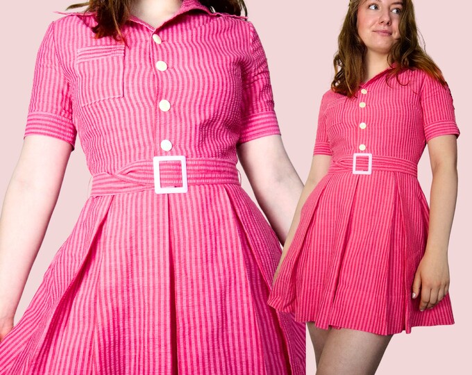 Upcycled 1960s 70s Vintage Dress | Size XS | Ladies Pink Mini Dress ...