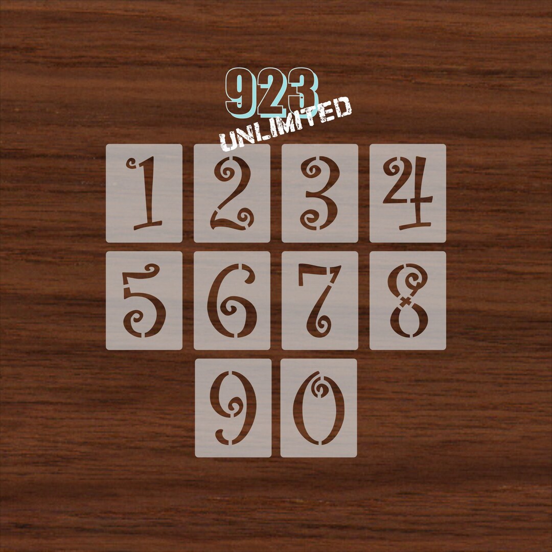 4 INCH Curly Sue Numbers - 0-9 - Re-usable Stencils, Curlz, Curly ...