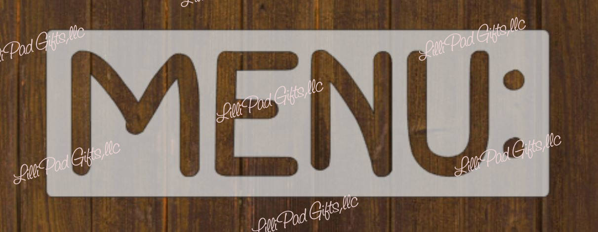 MENU: 10.75x3 Re-usable stencil | Etsy