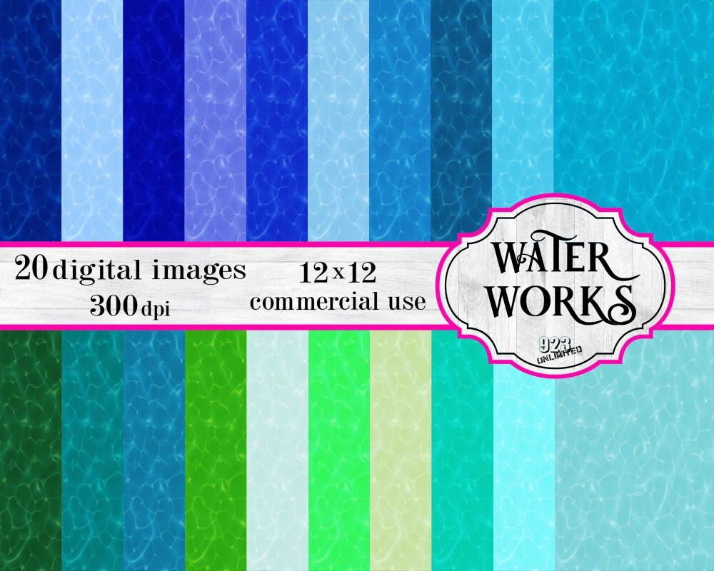 Water Works Papers 20 Digital Papers Instant Download | Etsy