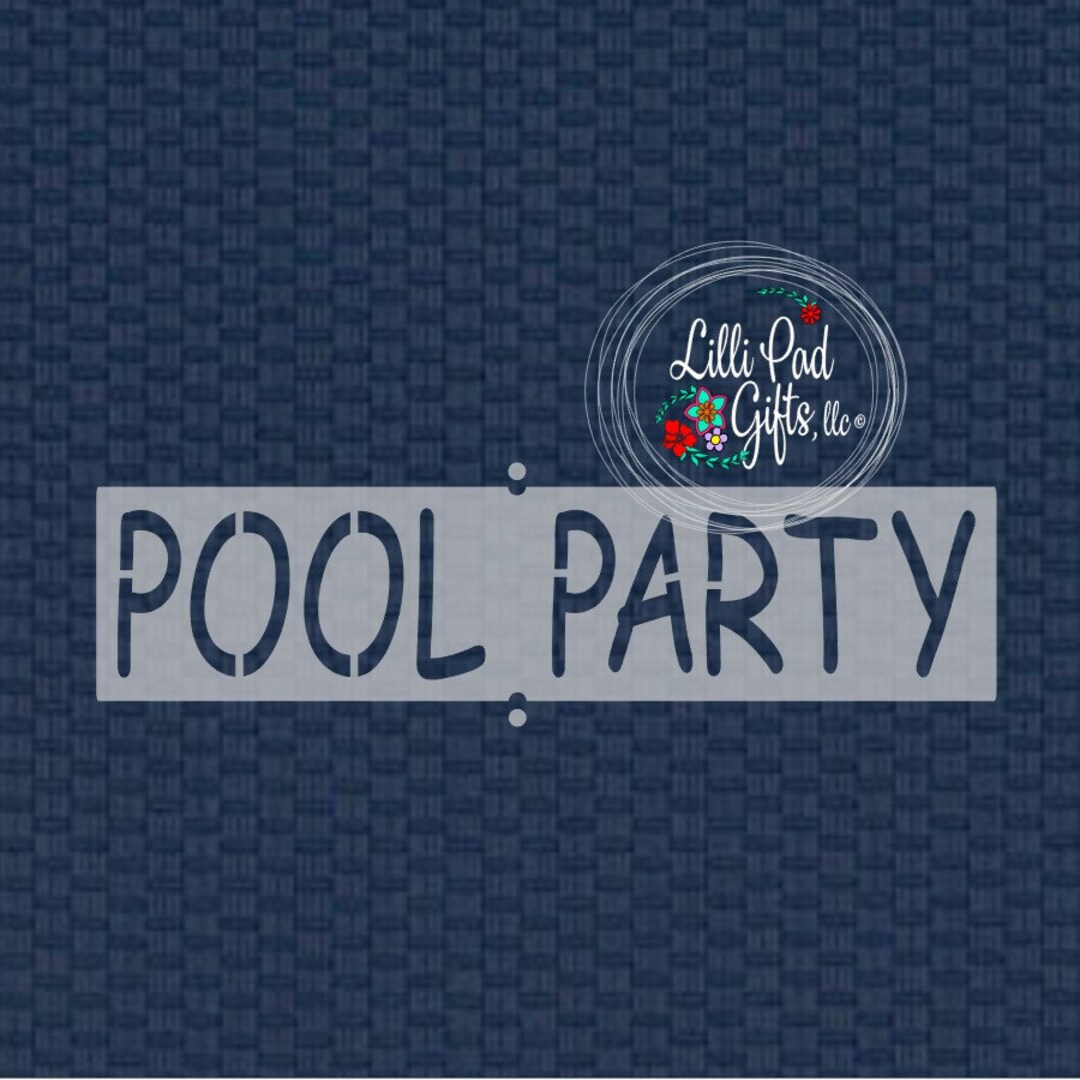 POOL PARTY ALL Caps 20x4 2 Parts Stencil, Pool Stencil, Reusable ...