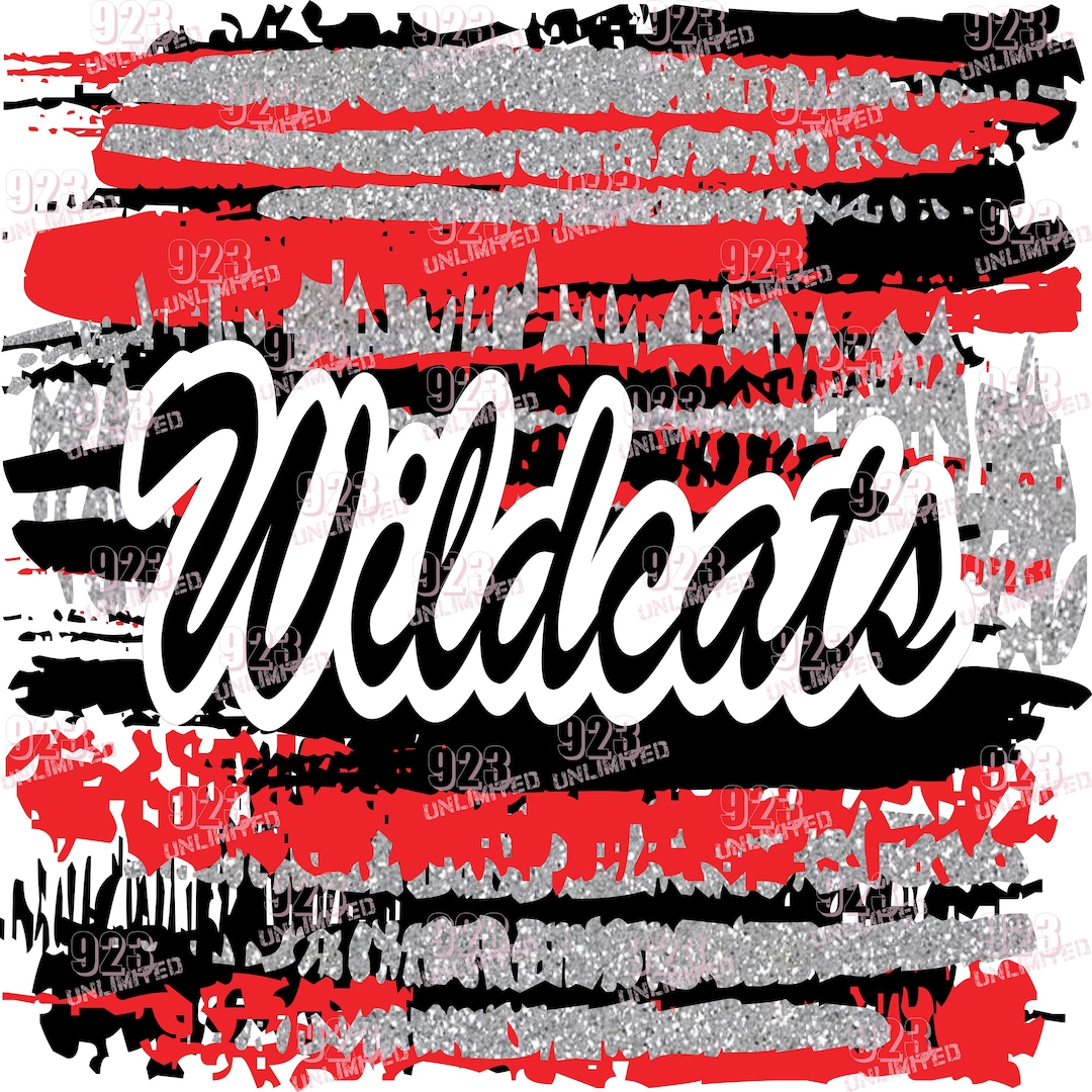 132-wildcats Outline - Black & Red -brushes-digital Papers, Instant ...