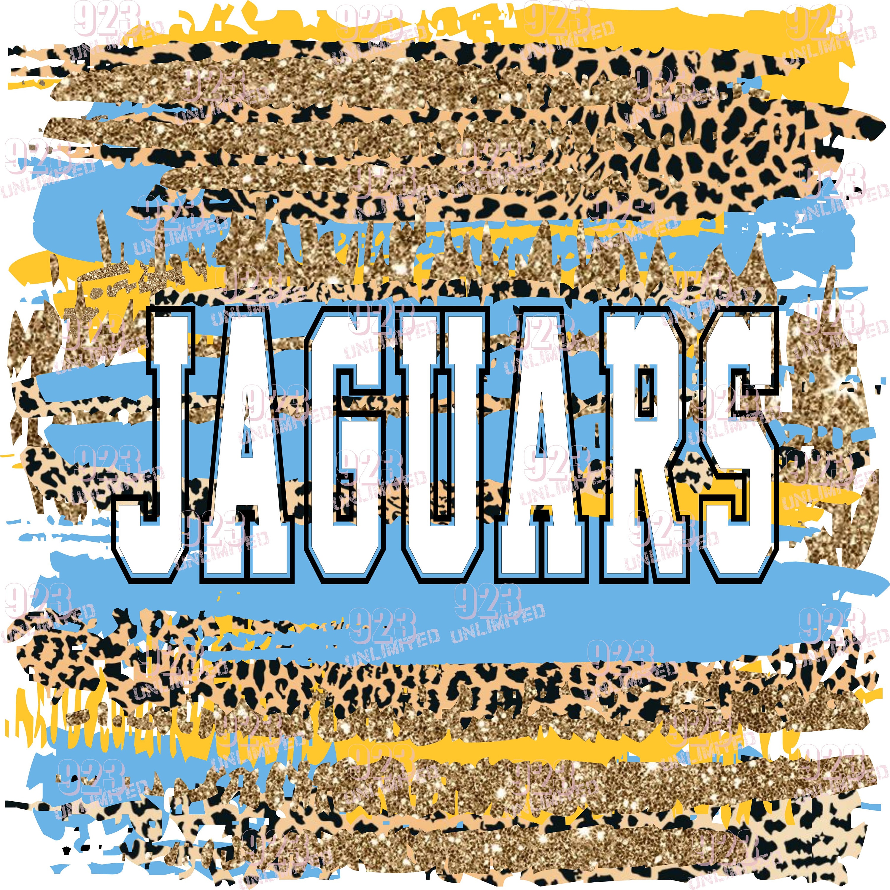 205 - Jaguars-columbia Blue, Gold, Leopard/jaguar Print, Digital Papers ...