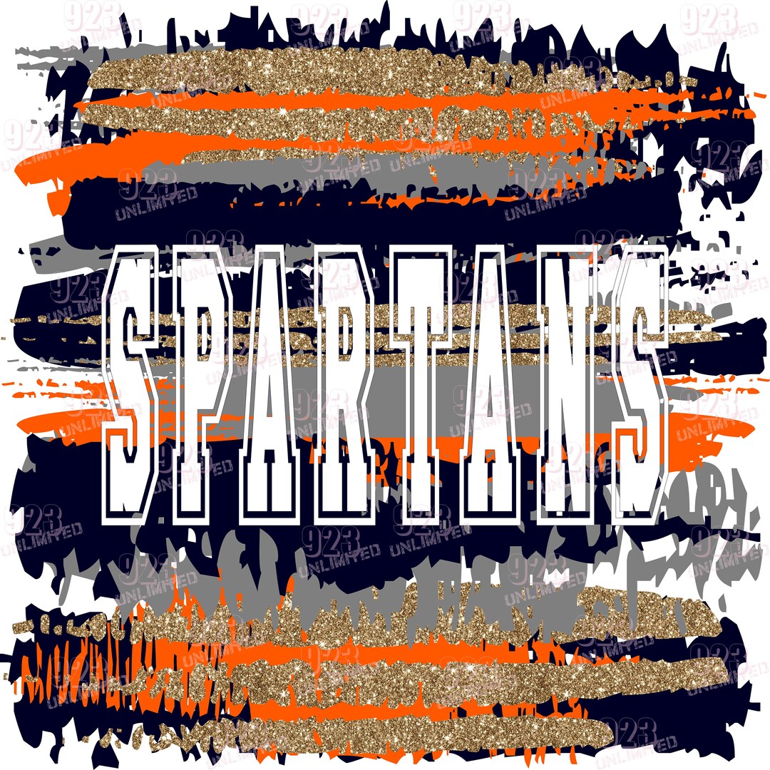199-SPARTANS - Orange, Gray, Navy & Gold - Digital Papers, Instant ...