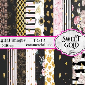 Sweet Gold Papers 20 Digital Papers, Instant Download, Digital ...