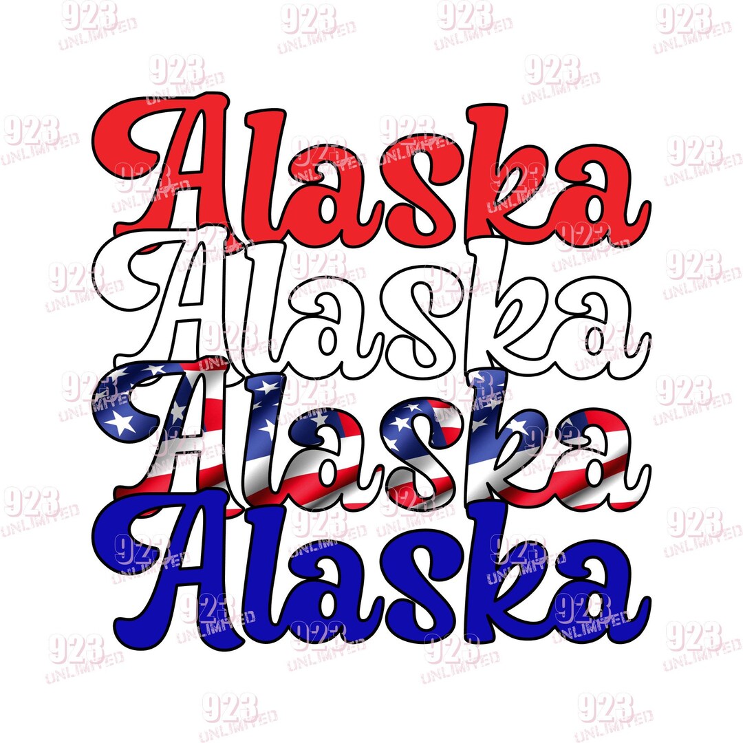 002-alaska-script-usa-red, White, Blue-digital Papers, Instant Download ...