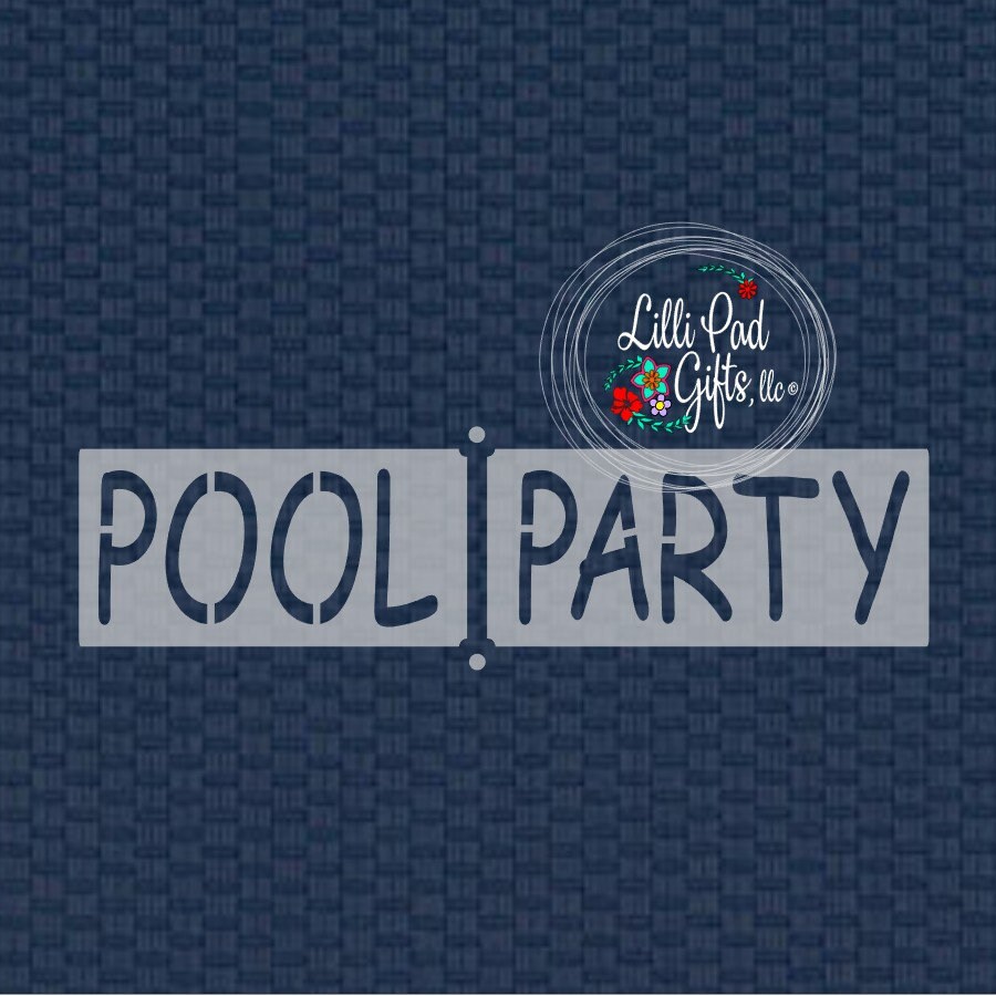 POOL PARTY ALL Caps 20x4 2 Parts Stencil Pool Stencil - Etsy