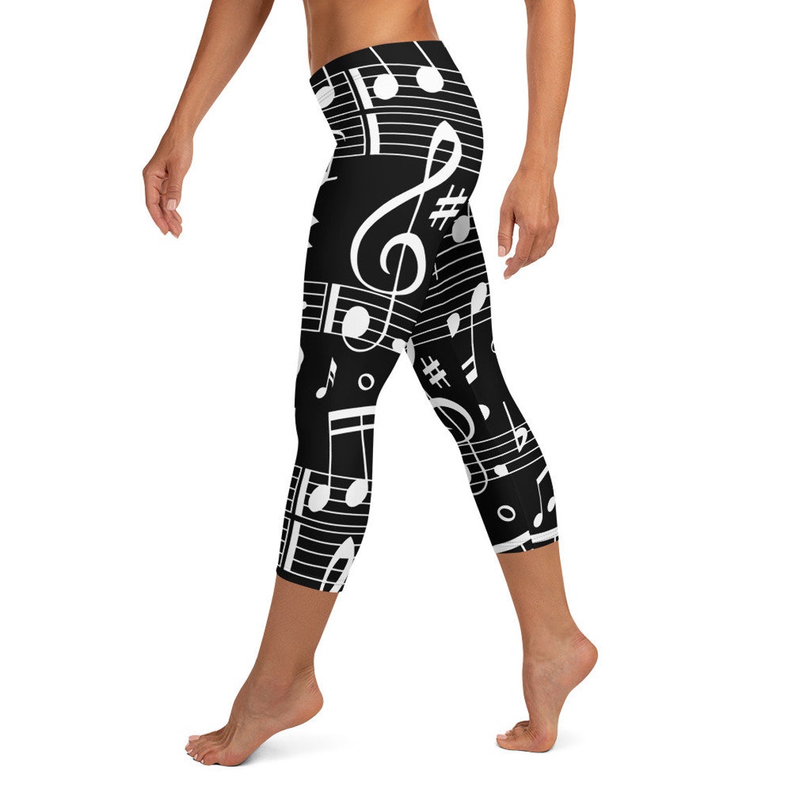 Cassie's Music Black Capri Leggings music leggings black | Etsy