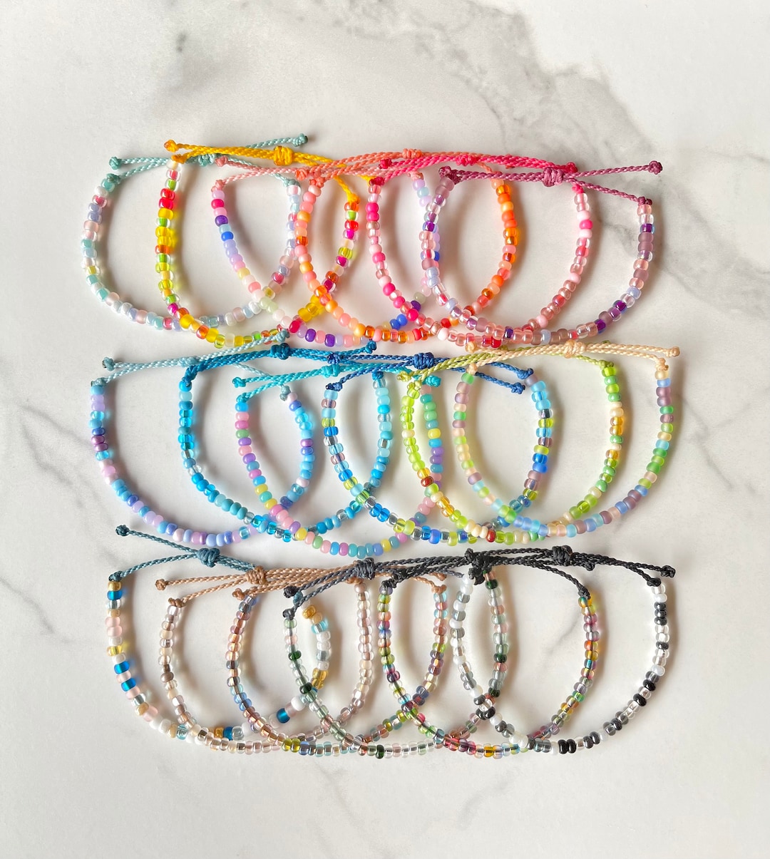 Multicolor Beaded Bracelet/anklet | Seed Bead Jewelry, Adjustable ...