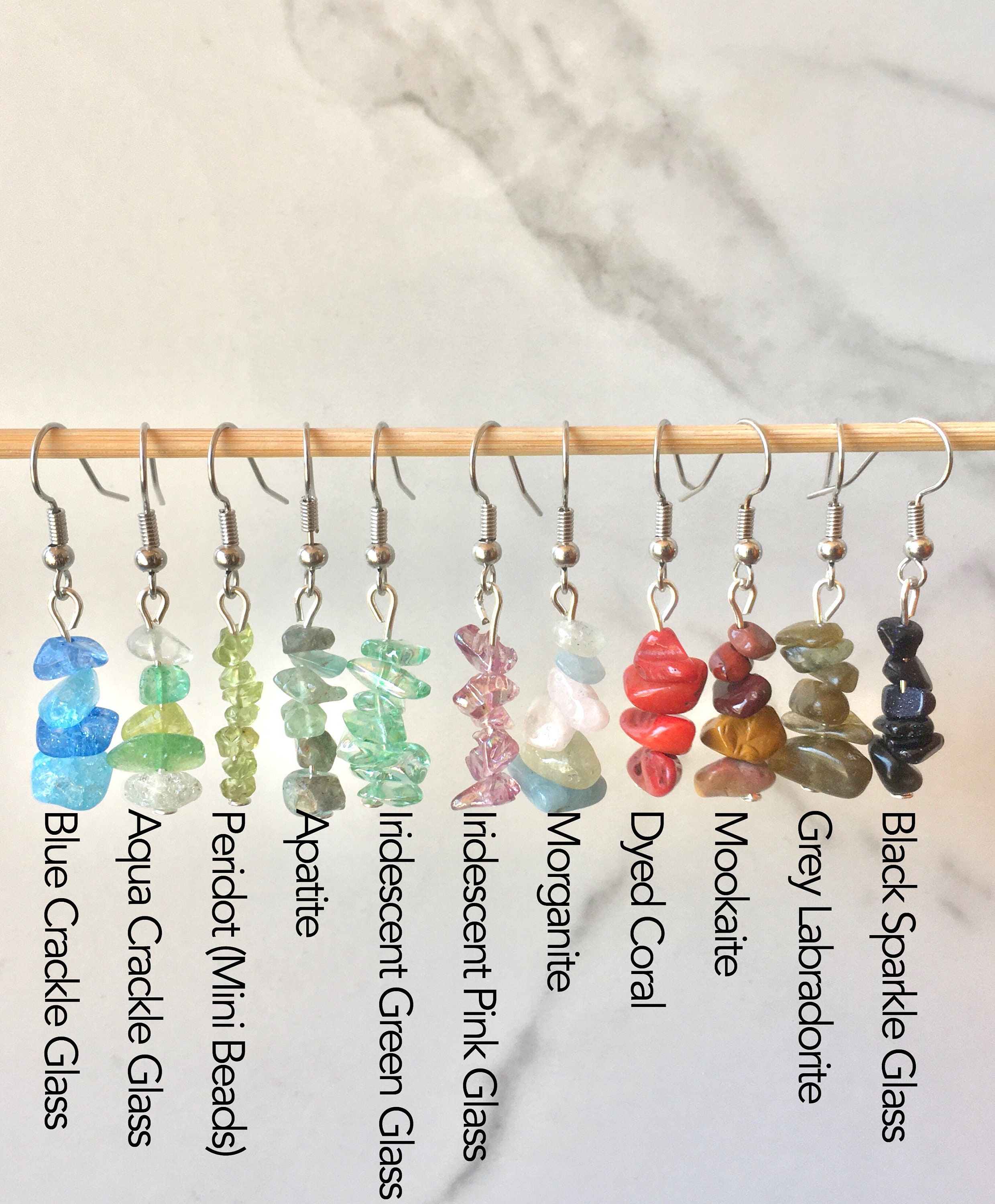 Gemstone Dangle Earrings Healing Stone Earrings Dainty - Etsy