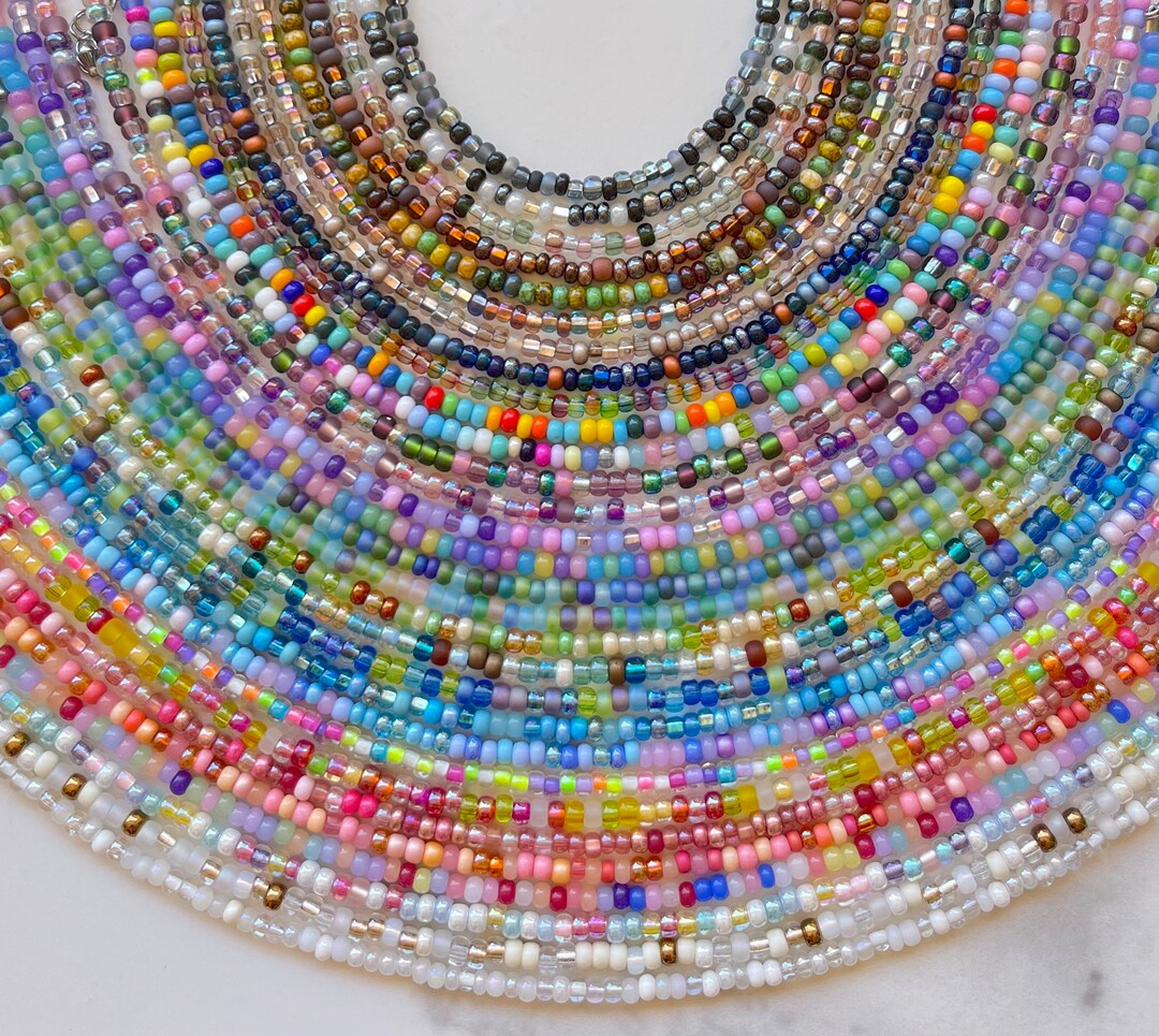 Waterproof Seed Bead Choker, STAINLESS STEEL Necklace, Seed Bead ...