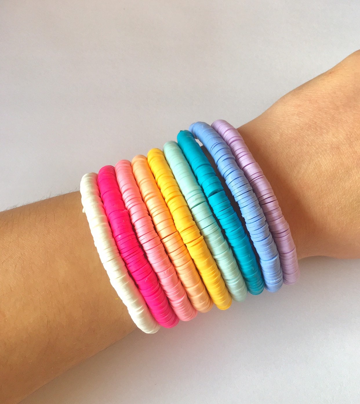 Heishi Bead Waterproof Bracelet/Anklet Choose Your Color | Etsy