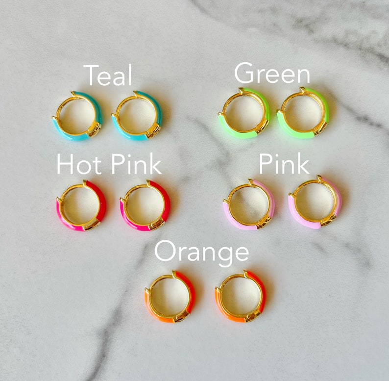 Neon Enamel Hoop Earrings Gold-plated Colorful Hoops - Etsy