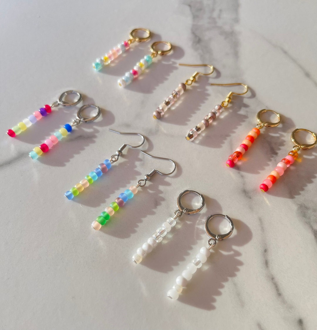 Seed Bead Dangle Earrings - Etsy