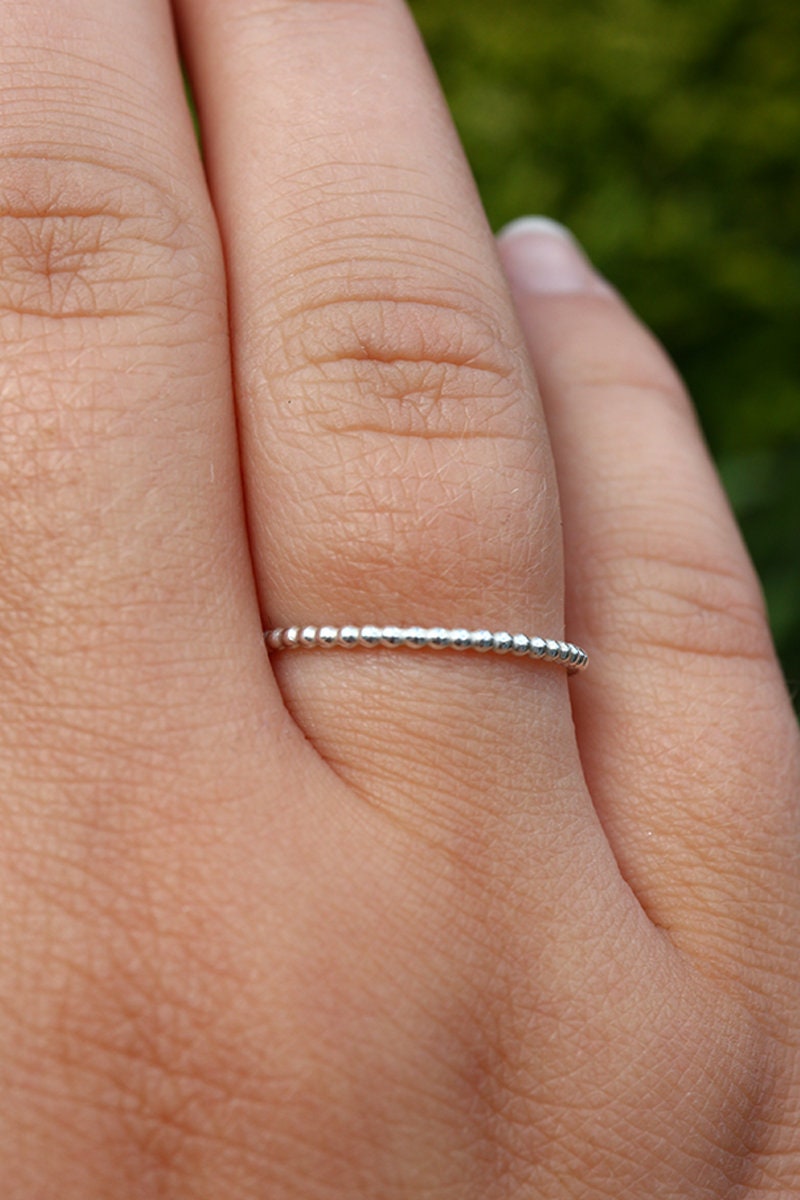 Beaded Stacking Ring Textured Sterling Silver Stacking Ring | Etsy