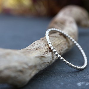 Beaded Stacking Ring Textured Sterling Silver Stacking Ring - Etsy