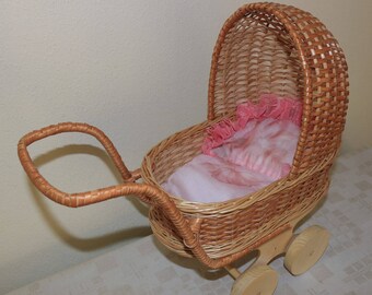 Wicker doll pram | Etsy