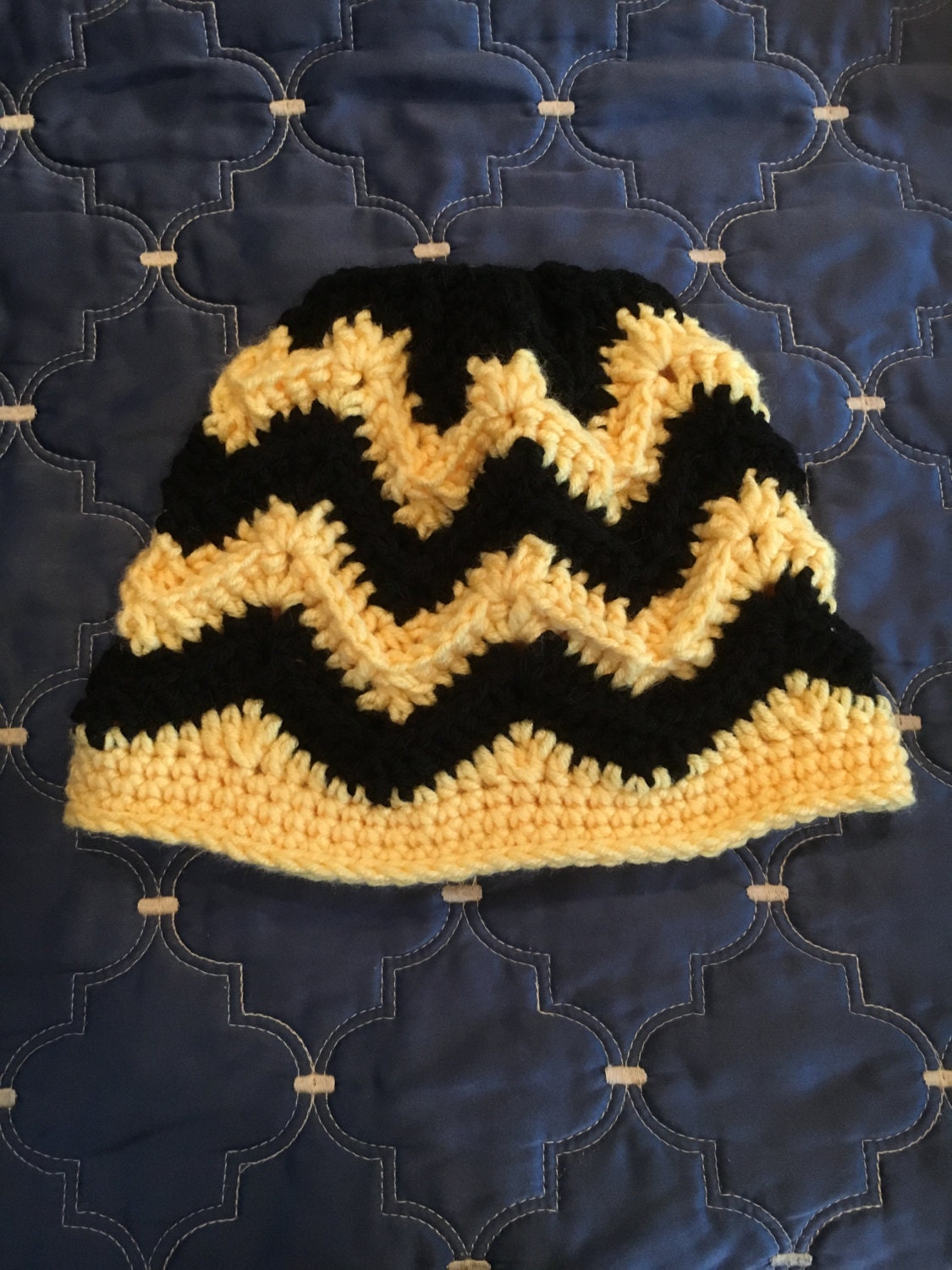 Bumble Bee Charlie Brown Inspired Chevron Beanie/unisez/black and ...