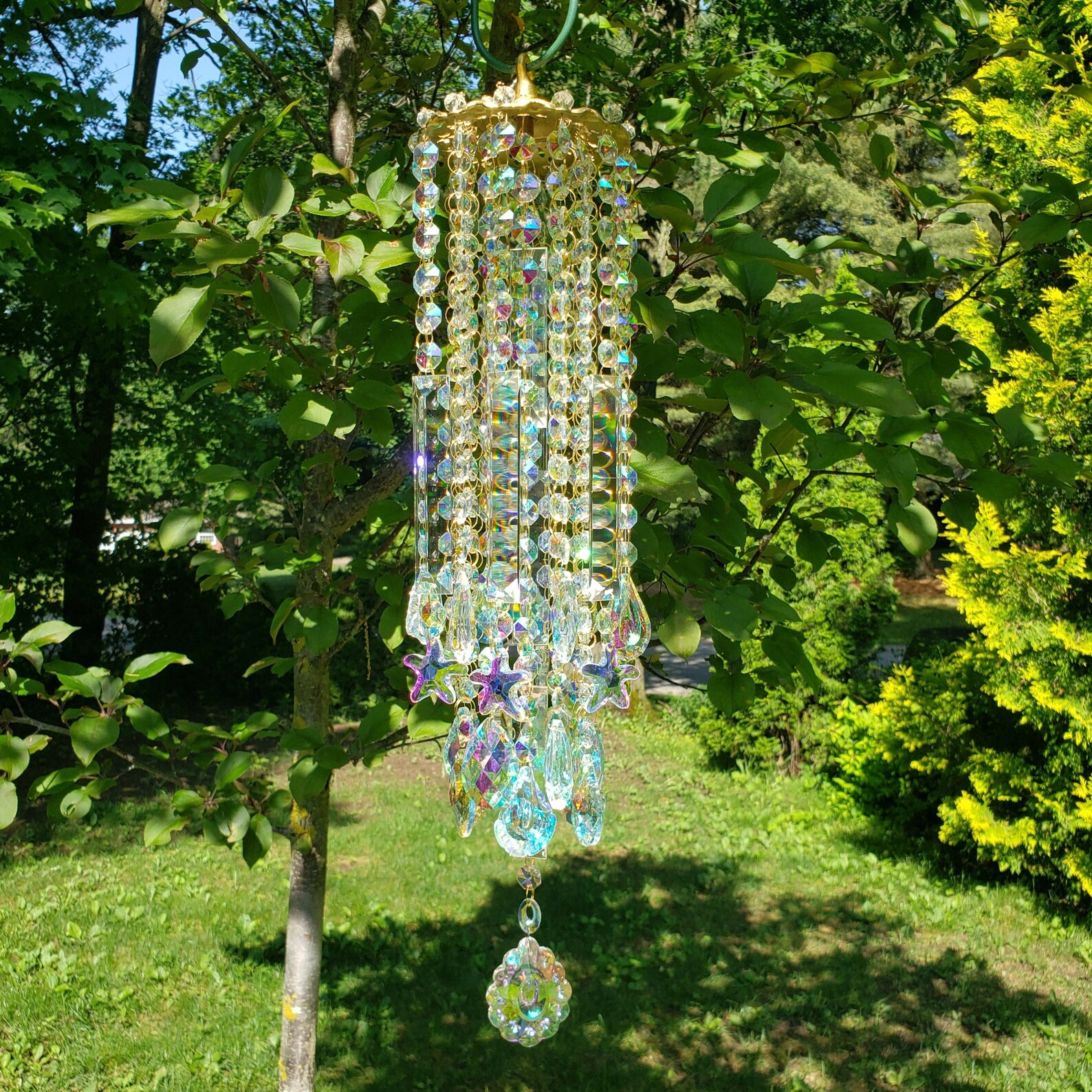 Shimmering Crystal Glass Suncatcher Wind Chime for Lanai - Etsy
