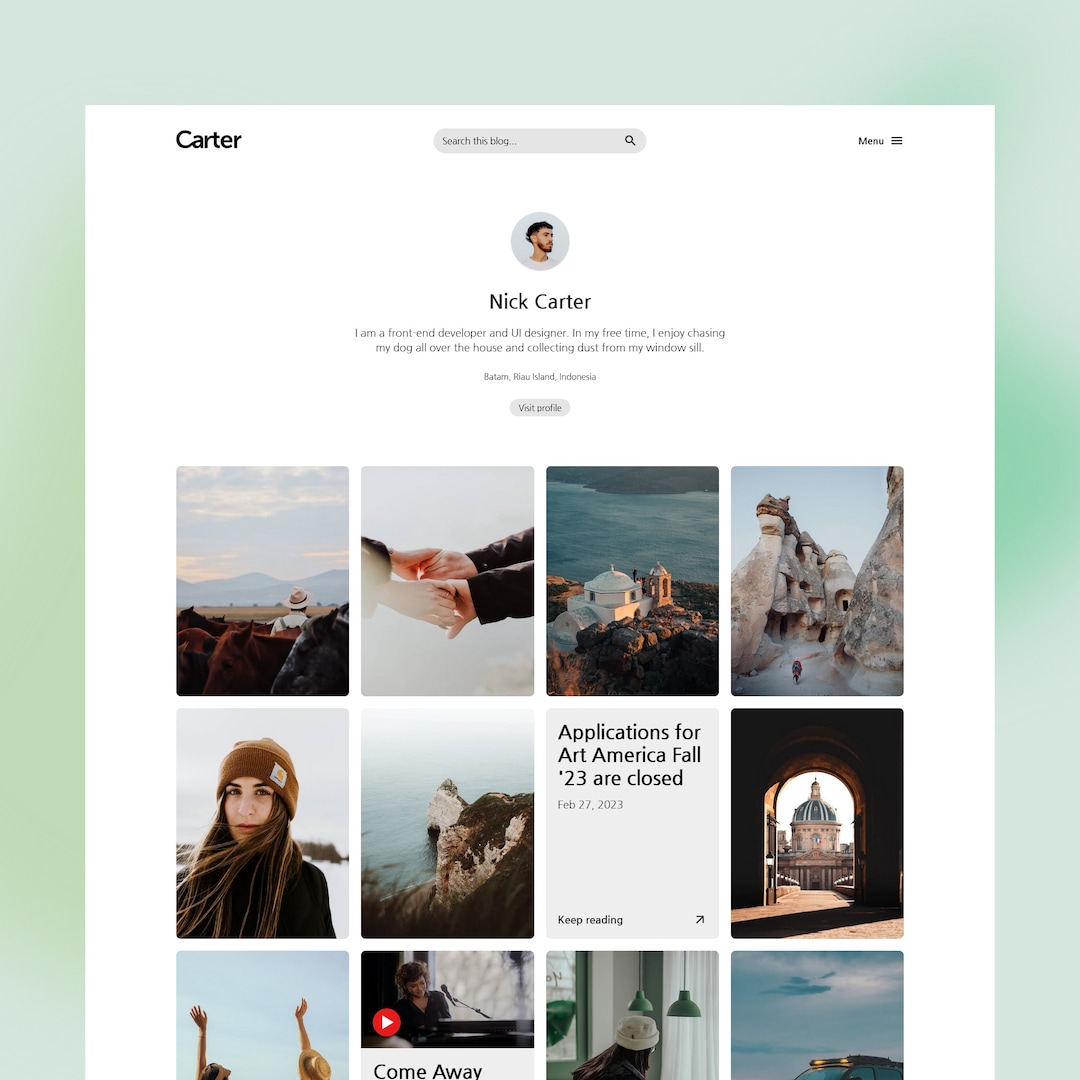 Carter: Blogger Theme for Photo-blogger, Responsive Blogger Template ...